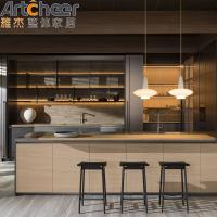 China Luxury Modern Design Prefab Modular Kitchen Cabinet Set with Island Table for sale