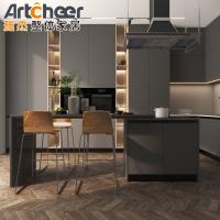 China Modern Grey Design Lacquer Finish Industrial Style Kitchen Cabinet Modular Kitchen for sale