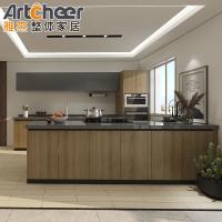 China Modern Wood Veneer Finish Kitchen Cabinet with 5 Year Warranty and Customizable Size for Modular Kitchen for sale