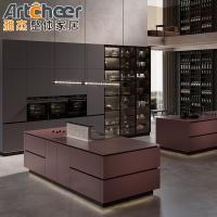 China Modern Italian Design Kitchen Cabinets with Lacquer Finish and Customizable Size Kitchen Island for sale