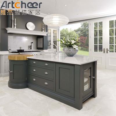 China Prefabricated Solid Shaker Design Kitchen Island with Eco-Friendly Material and Modular Kitchen Cabinet for sale