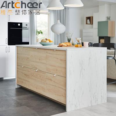 China Modern Design Kitchen Island with Quartz Stone Top and Solid Timber Drawers for sale