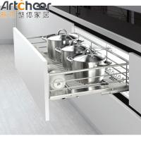 China Artcheer Three Side Plain Stainless Steel Kitchen Basket with Modern Design for Tea Pot and Bowl Organizer for sale