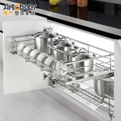 China Stainless Steel 304# Kitchen Basket with Soft Close Hardware for Modern Cabinets for sale