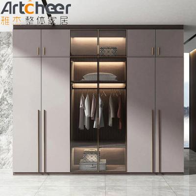 China Italian Design Glass Door Storage Wardrobe Closet Organizer with Customized Size for Bedroom Luxury for sale