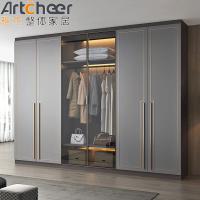 China Modern Minimalist Design Wardrobe with Golden Strip Decoration and Customized Size for sale