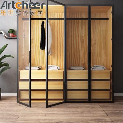 China Modern Design Tempered Glass Hinge Door Wardrobe with Customized Size for sale