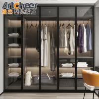 China Master Bedroom Walk-in Closet with Pull Down Drawer Luxury Design Glass Door Wardrobe for sale
