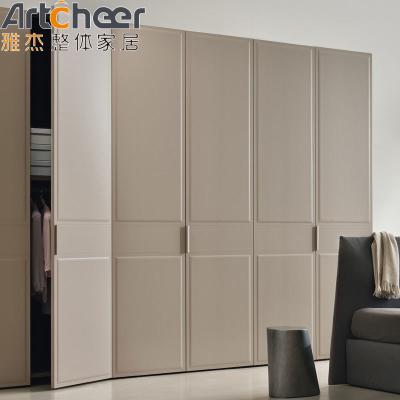 China Italian Design Wardrobe with Faux Leather Doors and Customized Size for Modern Bedrooms for sale