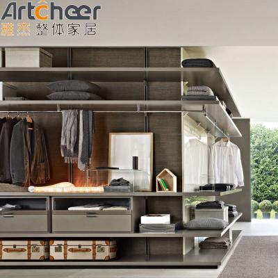China Modern Open Design Walk In Wardrobe Closet with Melamine Panel Finish in Custom Size for sale