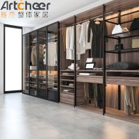 China Modern Stylish Glass Door Walk In Wardrobe with Customized Size for Bedroom for sale