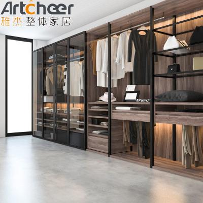 China Modern Stylish Glass Door Walk In Wardrobe with Customized Size for Bedroom for sale
