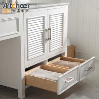 China Modern Style Bathroom Vanity with Solid Wood Door and Double Basin Vanity Combo for sale