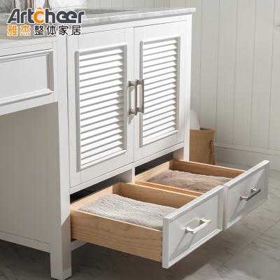 China Modern Style Bathroom Vanity with Solid Wood Door and Double Basin Vanity Combo for sale