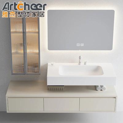China Modern Wall-mounted Bathroom Vanity Set with Eco-Friendly Plywood and Soft Closing Drawers for sale