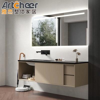 China Modern Marble Countertop Bathroom Vanity Combo with Wall-mounted Installation and Eco-Friendly Materials for sale