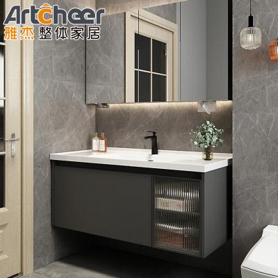 China Modern Design Wall-mounted Bathroom Vanity Combo with Eco-Friendly Materials and Mirror for sale