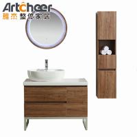 China Modern Floor Mounted Bathroom Vanity with Marble Countertop and Soft Closing Drawers for sale