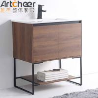 China Modern Bathroom Vanity Cabinet with Steel Legs Open Shelf and Two Door Design for sale
