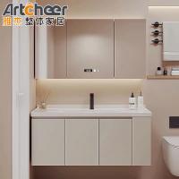 China Wall-mounted Eco-Friendly Bathroom Vanity Combo with Soft Closing Drawers and Mirror for sale