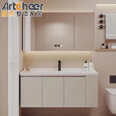 China Wall-mounted Eco-Friendly Bathroom Vanity Combo with Soft Closing Drawers and Mirror for sale