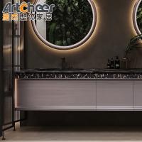 China Modern Bathroom Vanity Combo with Quartz Stone Table Top and LED Mirror for sale