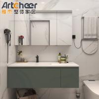 China Modern Design Water Resistant Soft Closing Bathroom Vanity Combo with Mirror and Ceramic Basin for sale