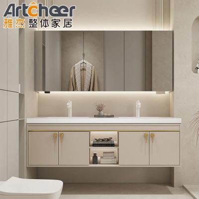 China Modern Water Resistant Soft Closing Eco-Friendly Bathroom Vanity Combo with Mirror and Basin for sale