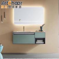 China Modern Water Resistant Solid Wood Wall-mounted Bathroom Vanity Combo with Smart Mirror for sale