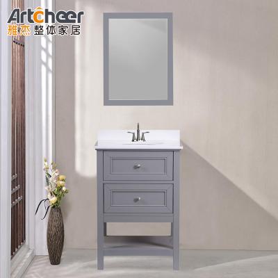 China 30 Inch Solid Wood Bathroom Vanity with Lacquer Surface Door Panel and Modern Design for sale