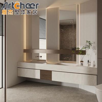 China Modern Water Resistant Wall-mounted Bathroom Vanity Combo with Eco-Friendly Plywood Construction for sale