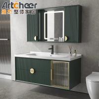 China Large Size Wall-mounted Bathroom Vanity Combo with Two Mirror Cabinets for sale