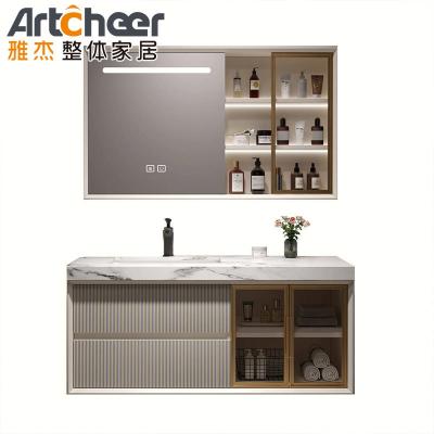China Modern Wall-mounted Plywood Bathroom Vanity Combo with Mirror and Countertop for sale