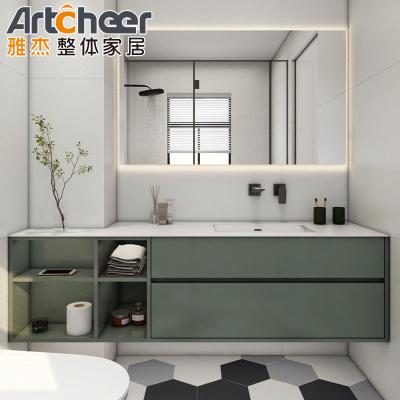 China Modern Solid Wood Bathroom Vanity Cabinet with Customizable Size and Contemporary Design for sale