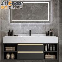 China Modern Design Rectangle LED Mirror Light Bathroom Vanity Combo with Sink for sale