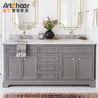 China Modern Design Solid Wood Bathroom Vanity with Quartz Countertop and European Style for sale