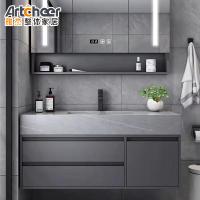 China Modern Design Bathroom Vanity Combo with Marble Stone Top and Customized Color for sale
