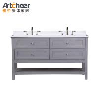 China Shaker Design Bathroom Vanity Combo with Double Sink and Solid Wood Legs for sale