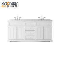 China European Style Bathroom Vanity Combo with Marble Countertop and Solid Wood Frame for sale