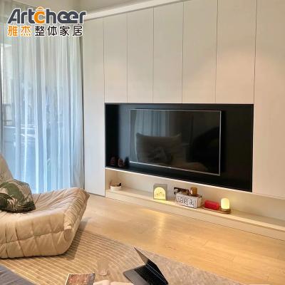China Modern Stylish TV Cabinet with Fireplace Insert and Customized Size Wall Mounted Stand for sale