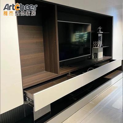 China Contemporary TV Cabinet with Laminated Finish and Customized Size for Modern Living Rooms for sale