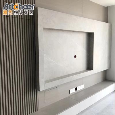 China Modern Stylish Marble Top TV Cabinet with Customizable Design and Wall Mounted Feature for sale