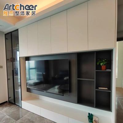 China Modern Stylish TV Cabinet with Melamine Panel and Customized Size for Wall Mounting for sale