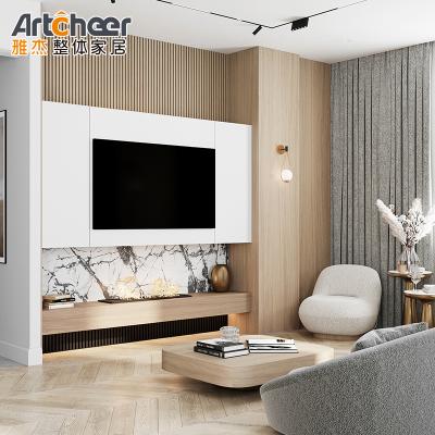 China Contemporary Design TV Cabinet with Melamine Finish and Customized Size for Modern Living Rooms for sale