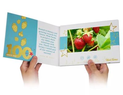 China Custom CMYK print 7 inch video in print, LCD direct mailer video card for event invitation for sale