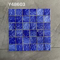 China Foshan New Product Blue Glossy Glazed Porcelain Ceramic Mosaic For Kitchen Bathroom Decoration Mosaic for sale