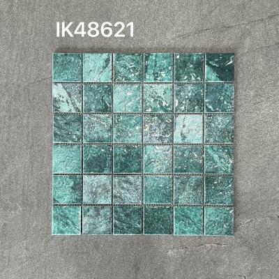 China Green color Glaze Art Kitchen Ceramic Floor Tile Backsplash Ceramic Mosaic Tile for sale