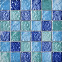 China Marine Blue 25x25mm Acid Resistant Ceramic Mosaic Tiles Glossy Porcelain For Water Park Floor Area for sale