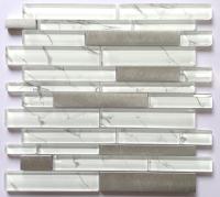 China Luxury Rose Gold Crystal Glass Mix Stainless Steel Metal Pattern Decoration Glass Mosaic Tile For Wall Decoartion for sale