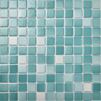 China Marine Blue 25x25mm Acid Resistant Ceramic Mosaic Tiles Glossy Porcelain For Water Park Floor Area for sale